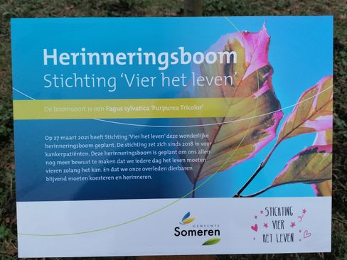 Herinneringsboom Stichting Vier het Leven