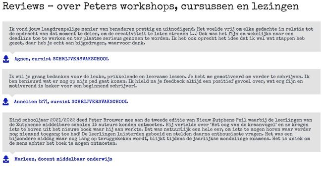 SCHRIJFCURSUS 'KORT VERHAAL' door schrijver Peter Brouwer